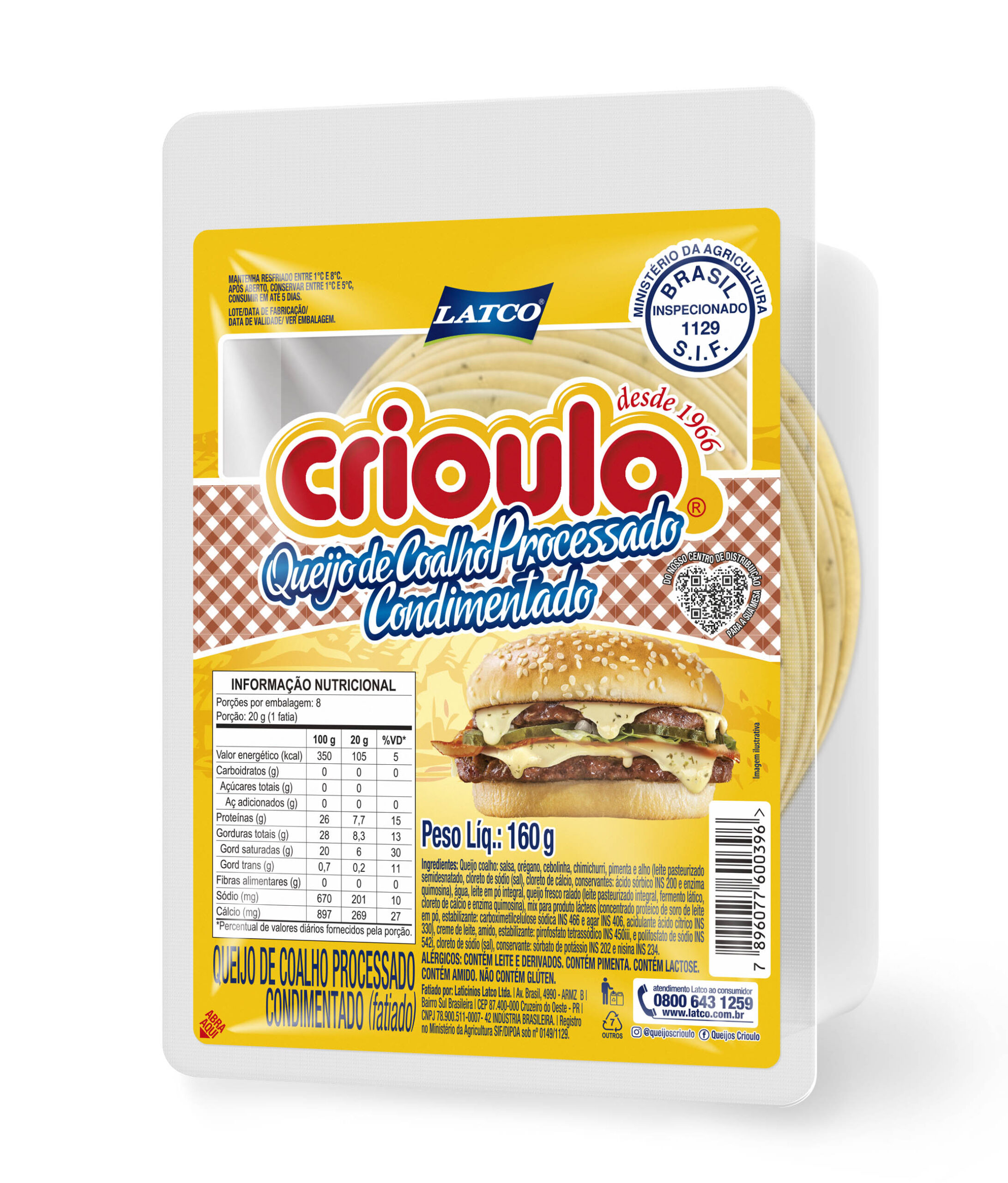 » Queijo de Coalho Processado Condimentado Fatiado – 160 gr